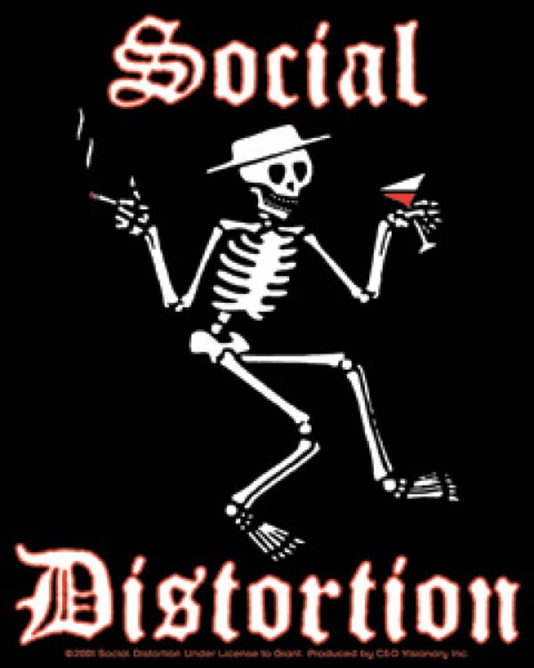 Social Distortion Vinyl Sticker / Skeleton With Martini, Social D ...