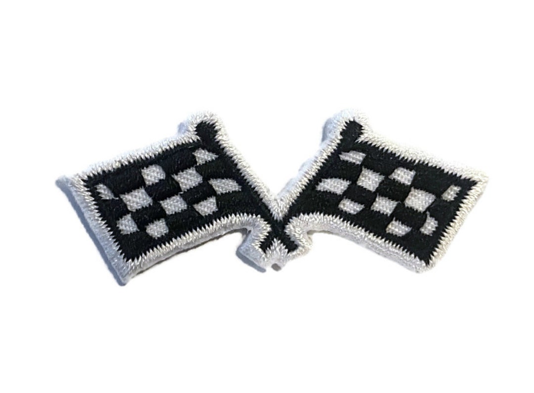 Racing Flags Iron-on Patch| Applique | Black and White Checkered Racing ...