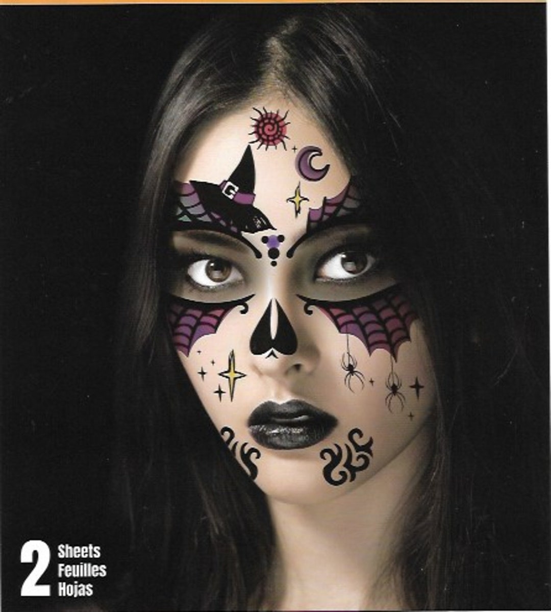 Temporary Tattoos | Spooky Witch Motif | Costume Accessory | Unisex ...