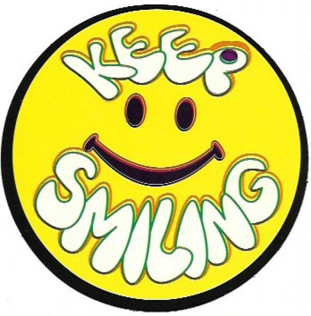 Keep Smiling Happy Face Sticker / Decal, Smiley Face, Sixties, Retro ...
