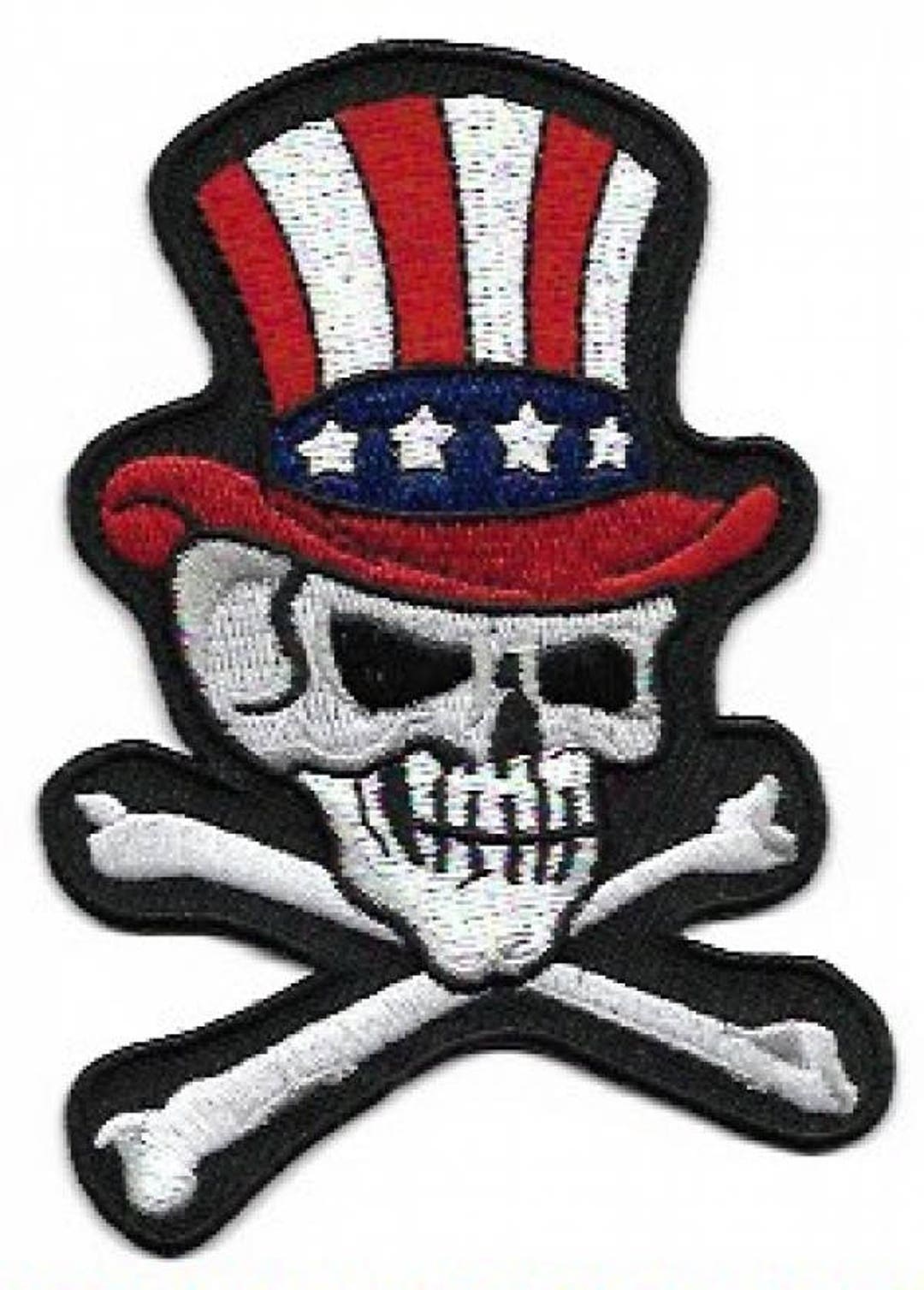 Uncle Sam Skull and Bones Embroidered Patch / Iron on Applique, Red ...