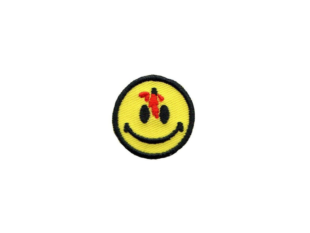 Happy Face With Bullet, Smiley Face 1" Embroidered Patch / Iron on ...