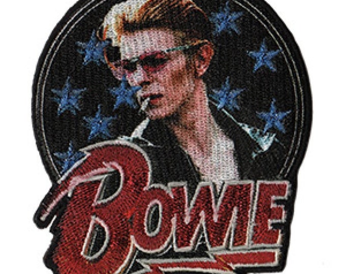 David Bowie Stars Glitter Embroidered Patch Officially Licensed Iron on Applique Bowie Patch ...