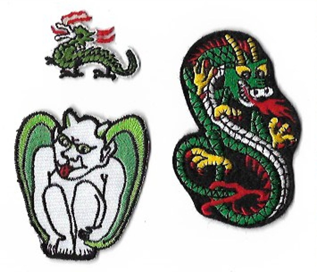 Vintage Dragons and Gargoyle Patch Assortment / Iron on Applique ...