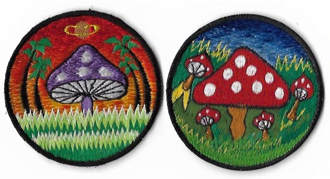 Spotted Mushroom Embroidered Patch | Iron on Applique | Handmade in India | Colourful Toadstool ...