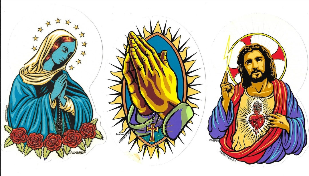 Religious Art Stickers | 3 Sticker Set With Religious Imagery | Tattoo ...