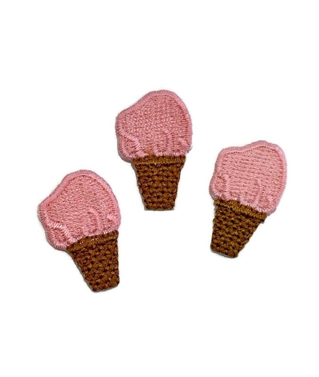 Tiny Ice Cream Cone Patches / Iron on Appliques | Set of 3 Pieces ...