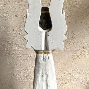 Angel Sculpture in Wood Hand Carved Angel Figurine Hand Painted Folk ...