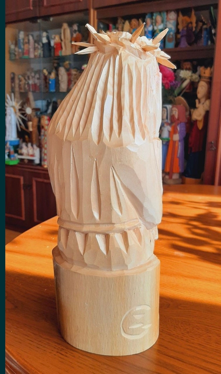 Jesus Wood Statue Pensive Christ Wood Carving Polish Folk OOAK Gift ...