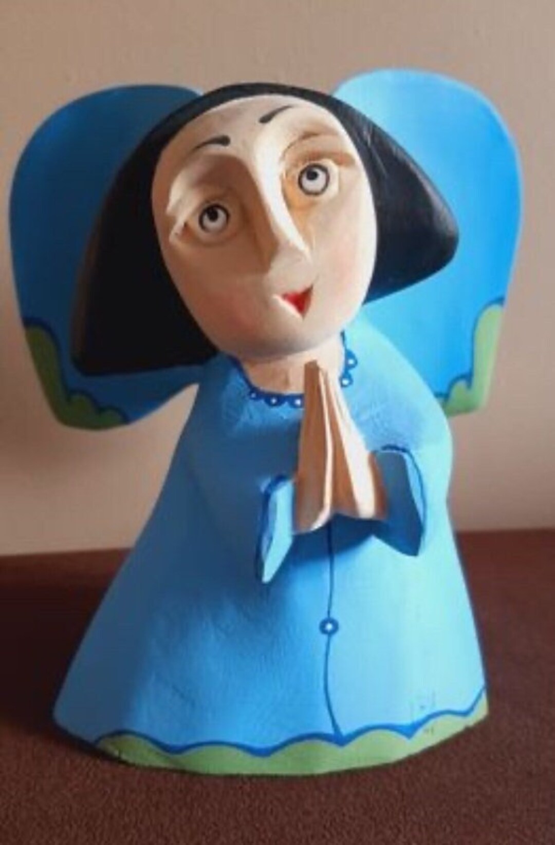 Wood Carved Angel Statue Polish Folk - Etsy