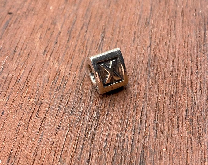 Authentic Pandora Alphabet Block Letters X or O Charms SS Oxidized ...