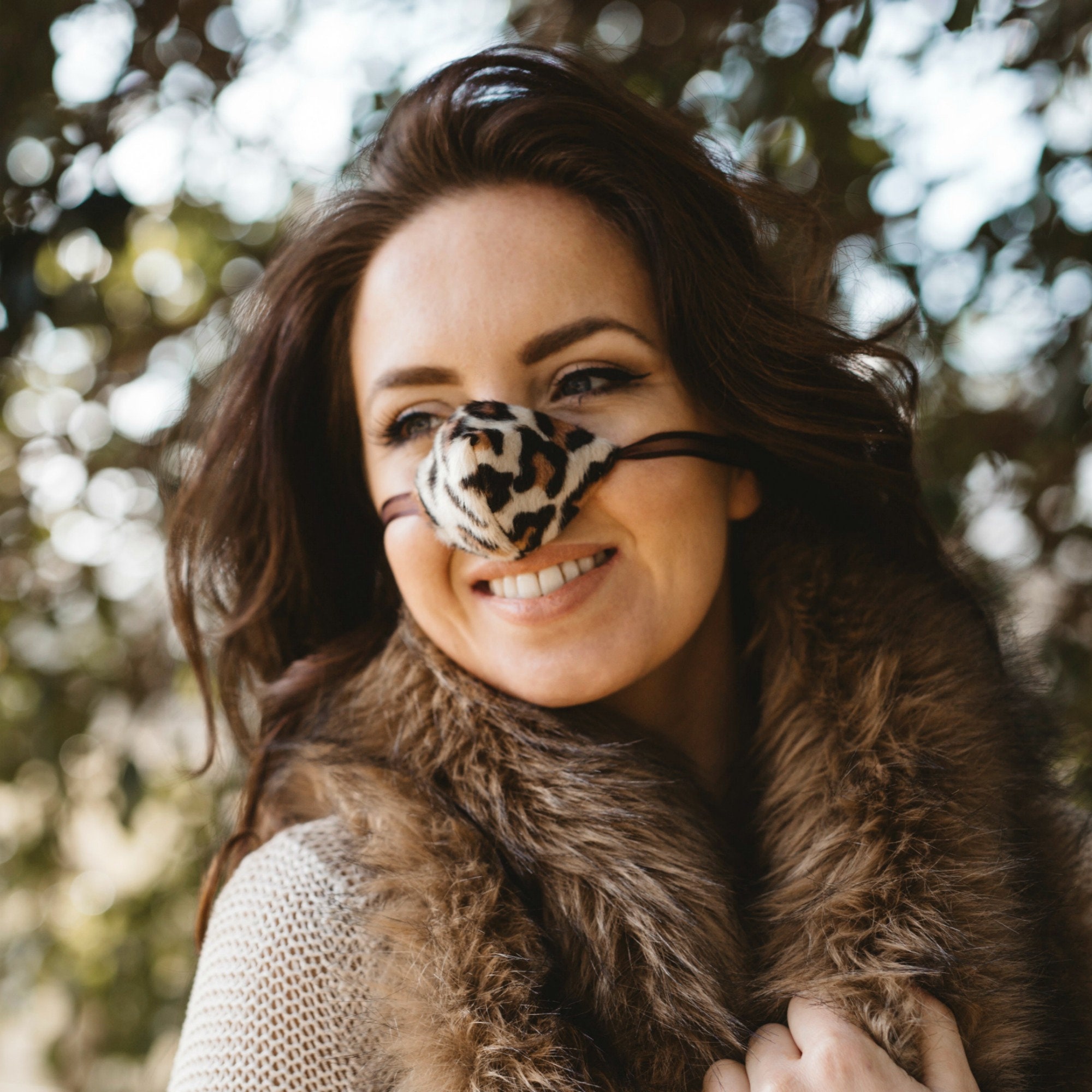 Snow Leopard Faux Fur Nose Warmer, Nose Cosy, Secret Santa, Stocking ...