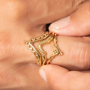 Women's 14k Gold Boho Ring Set Unique Ring Set For Women | Etsy