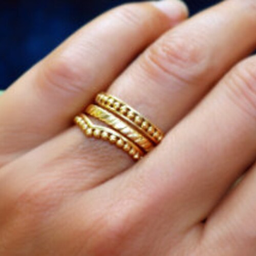 14K Gold Ring Set for Women Gold Stacking Rings Boho Wedding | Etsy