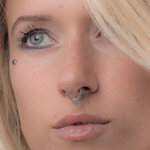 Silver Fake Septum Ring, Fake Septum Piercing, Geometric, Faux Septum ...