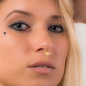 Fake Septum Ring in Gold for Non Pierced Nose, Faux Septum Ring, Gold Plated, Tribal Septum ...