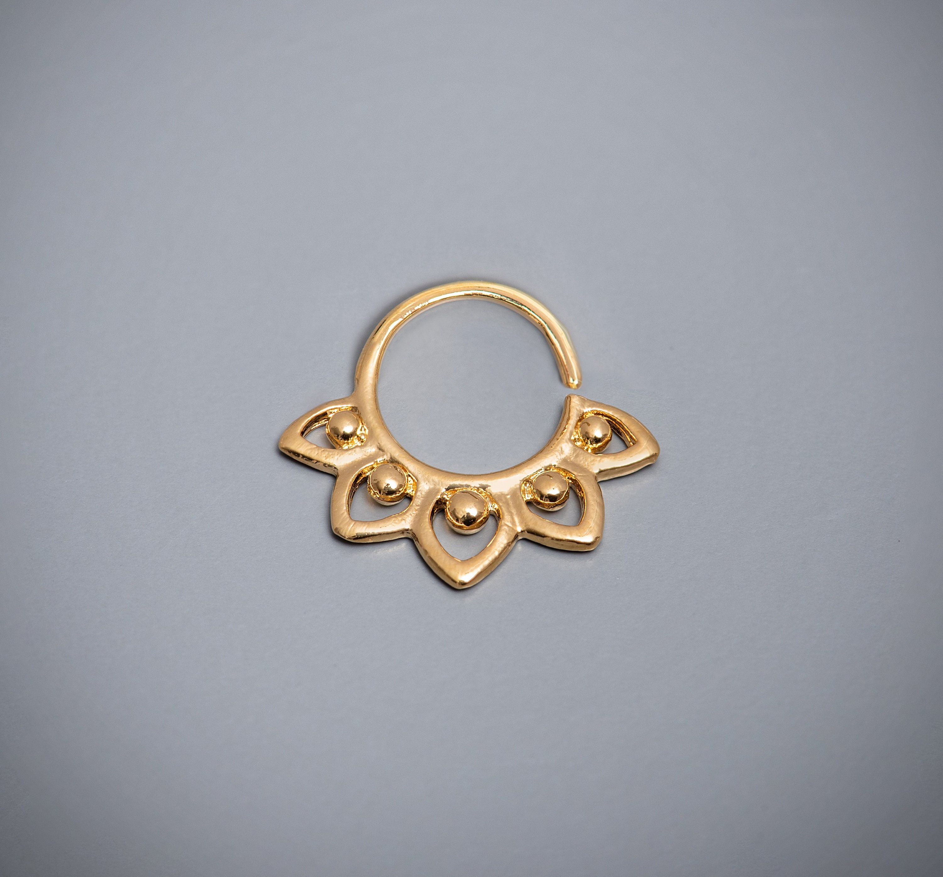 Lotus Flower Septum Ring 14K Gold Septum Ring 16G/18G/20G | Etsy