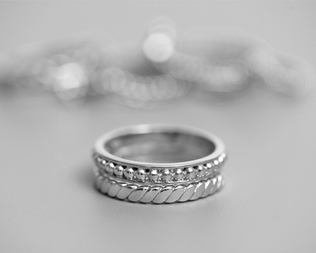 Stackable Sterling Silver TWO Ring Set, Handmade Bohemian Stacking ...