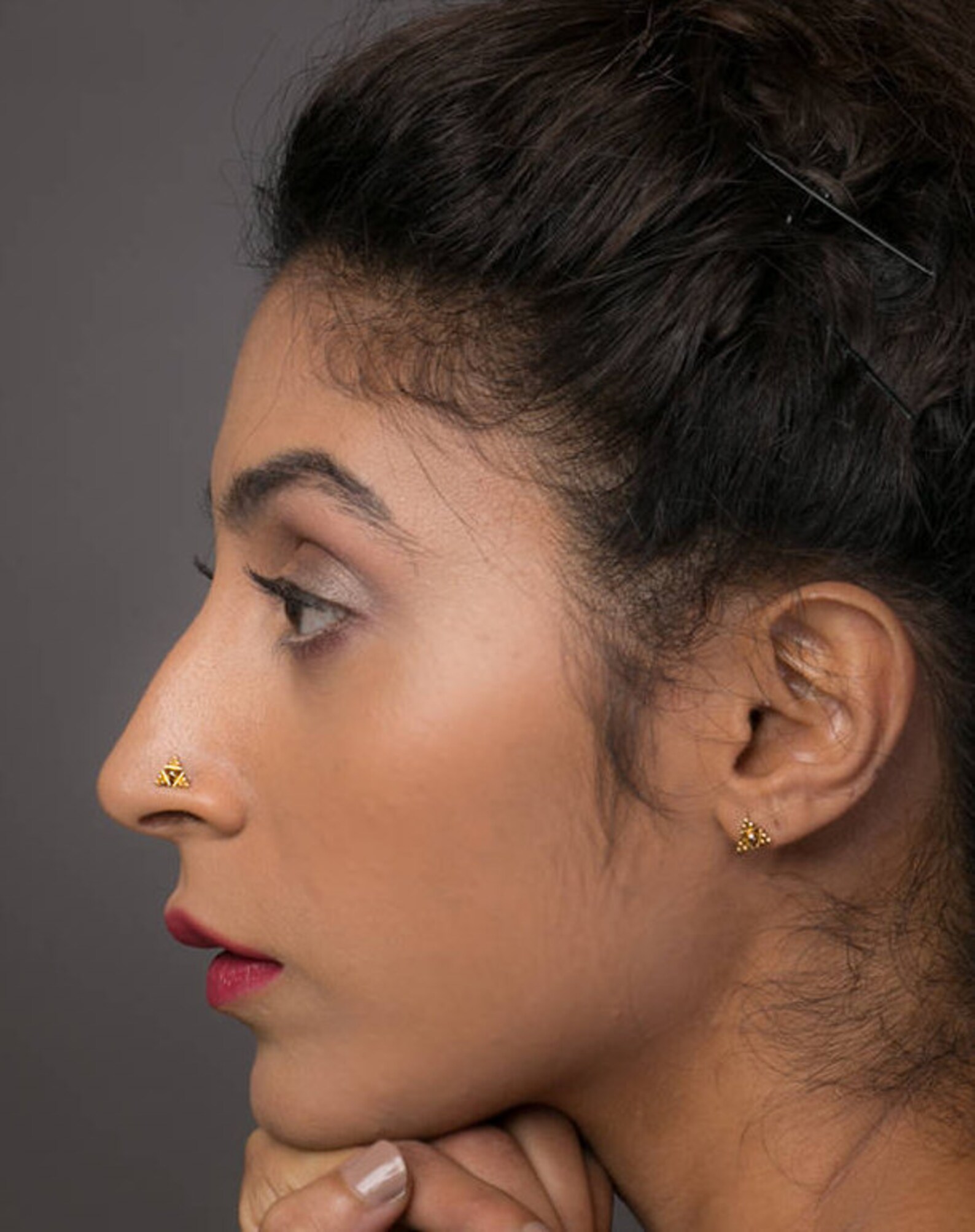 India Nose Stud Triangle Nose Stud Gold Nose Screw Nose - Etsy New Zealand