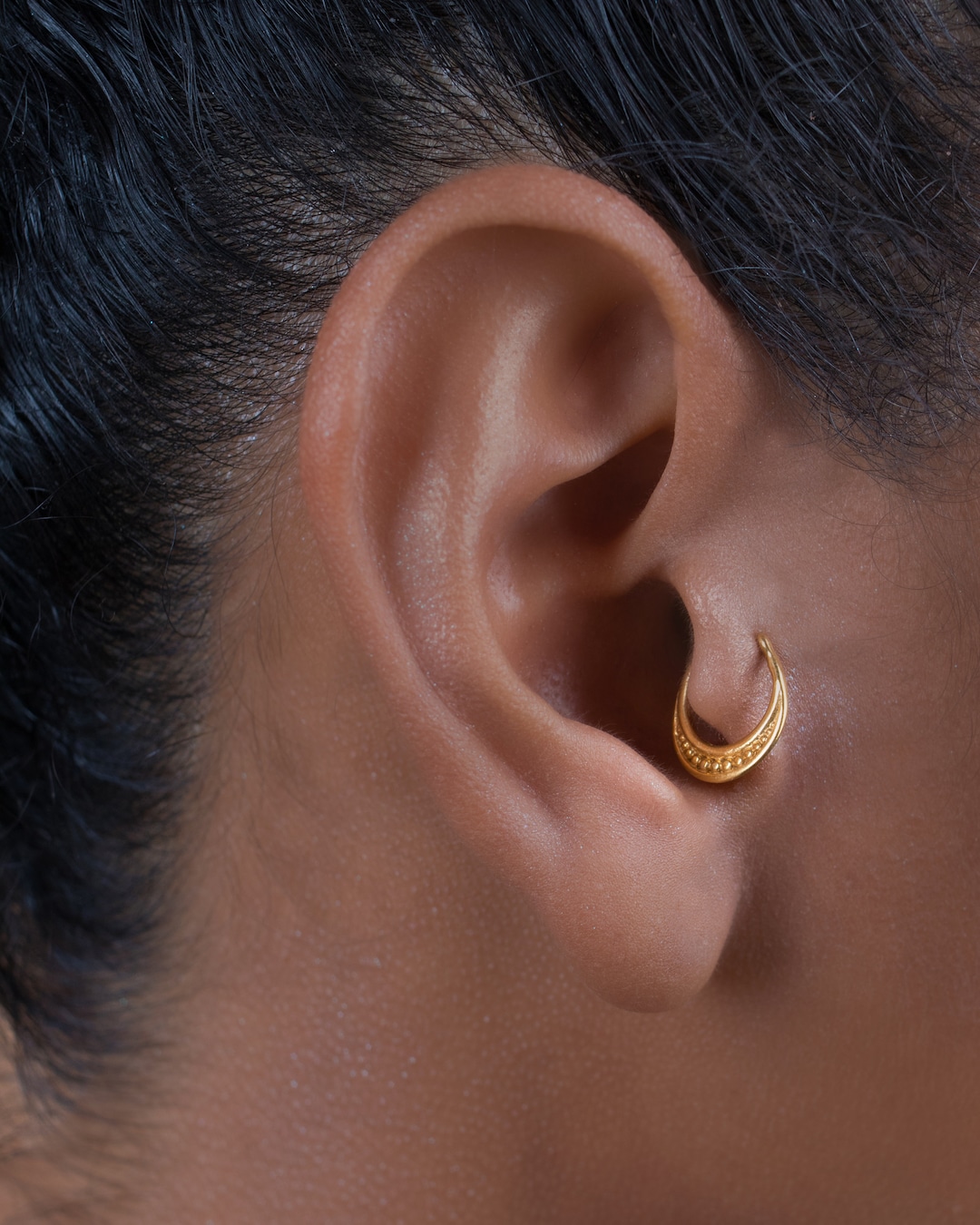 14K Solid Gold Unique Handmade Tragus Earring, Tragus Piercing Jewelry ...