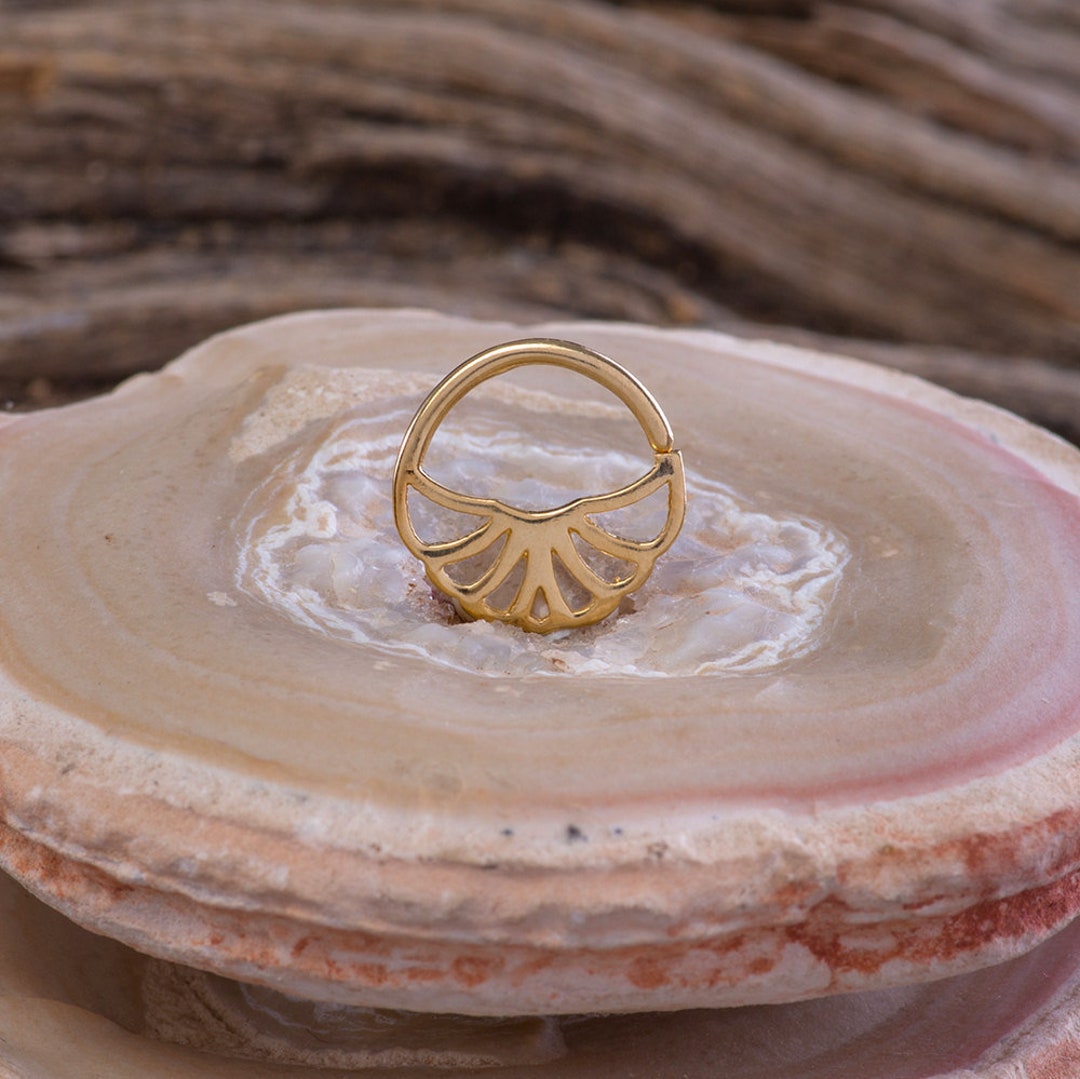Gold Plated Septum Ring, Cartilage Helix Piercing, Lotus Nose Hoop, Indian Septum Gold Ring - Etsy