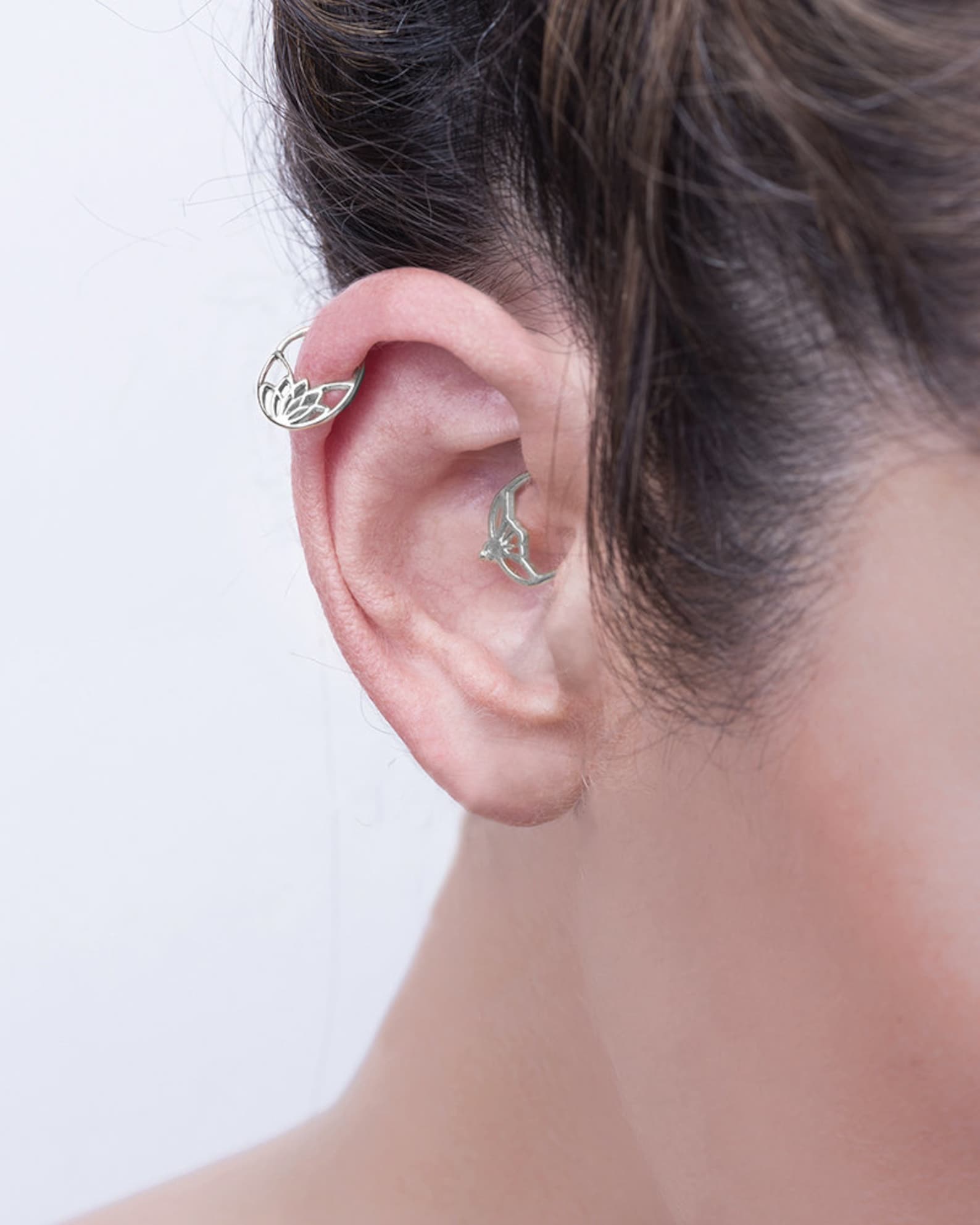 Helix Piercing Front Helix Earrings Lotus Piercing Silver - Etsy