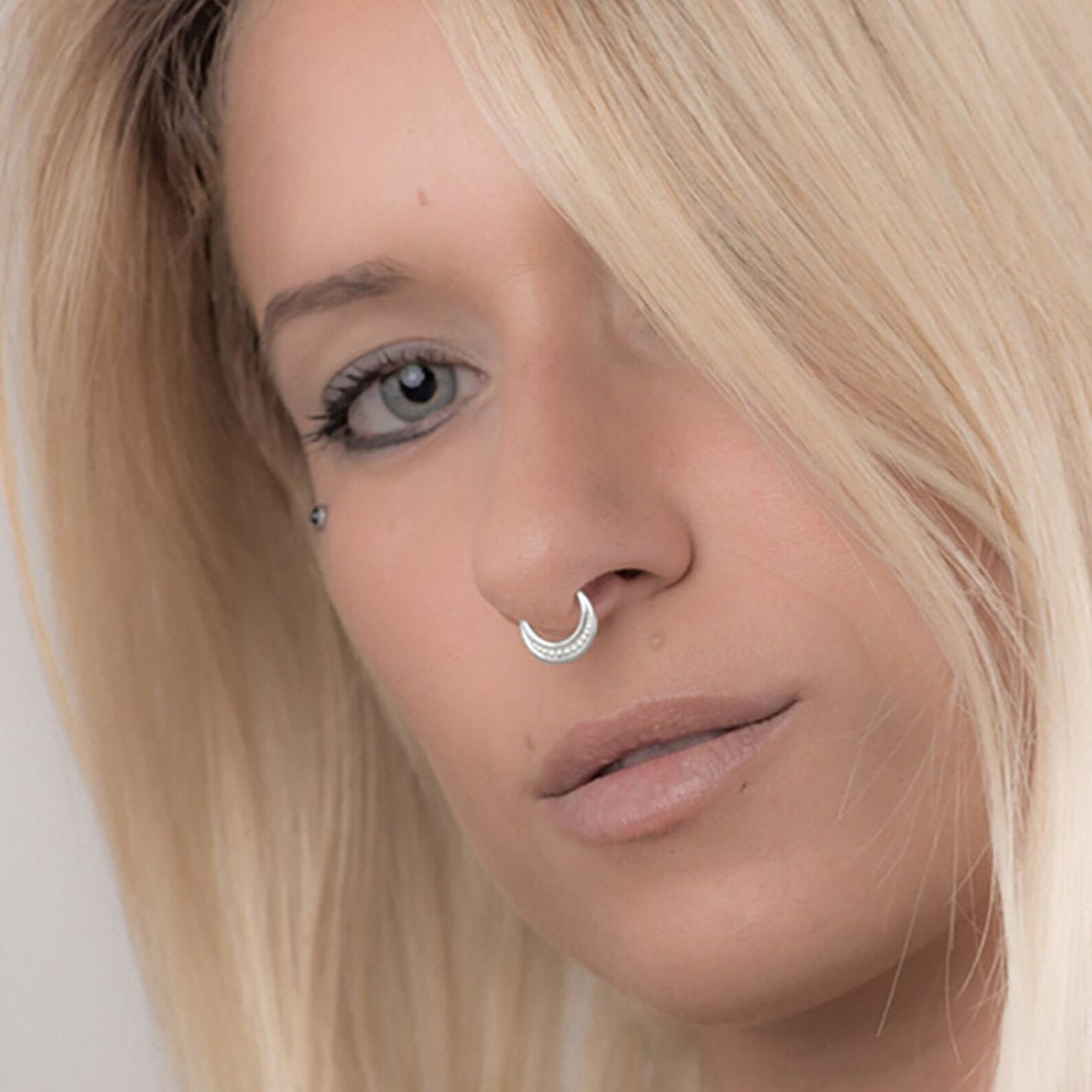 Moon Septum, Sterling Silver Septum Ring for Pierced Nose, Real Septum ...