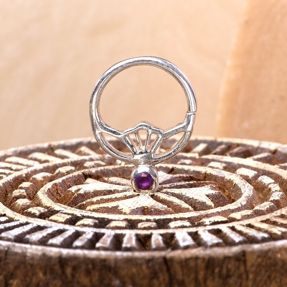 Septum Ring Septum Hoop Sterling Silver Septum Stone | Etsy