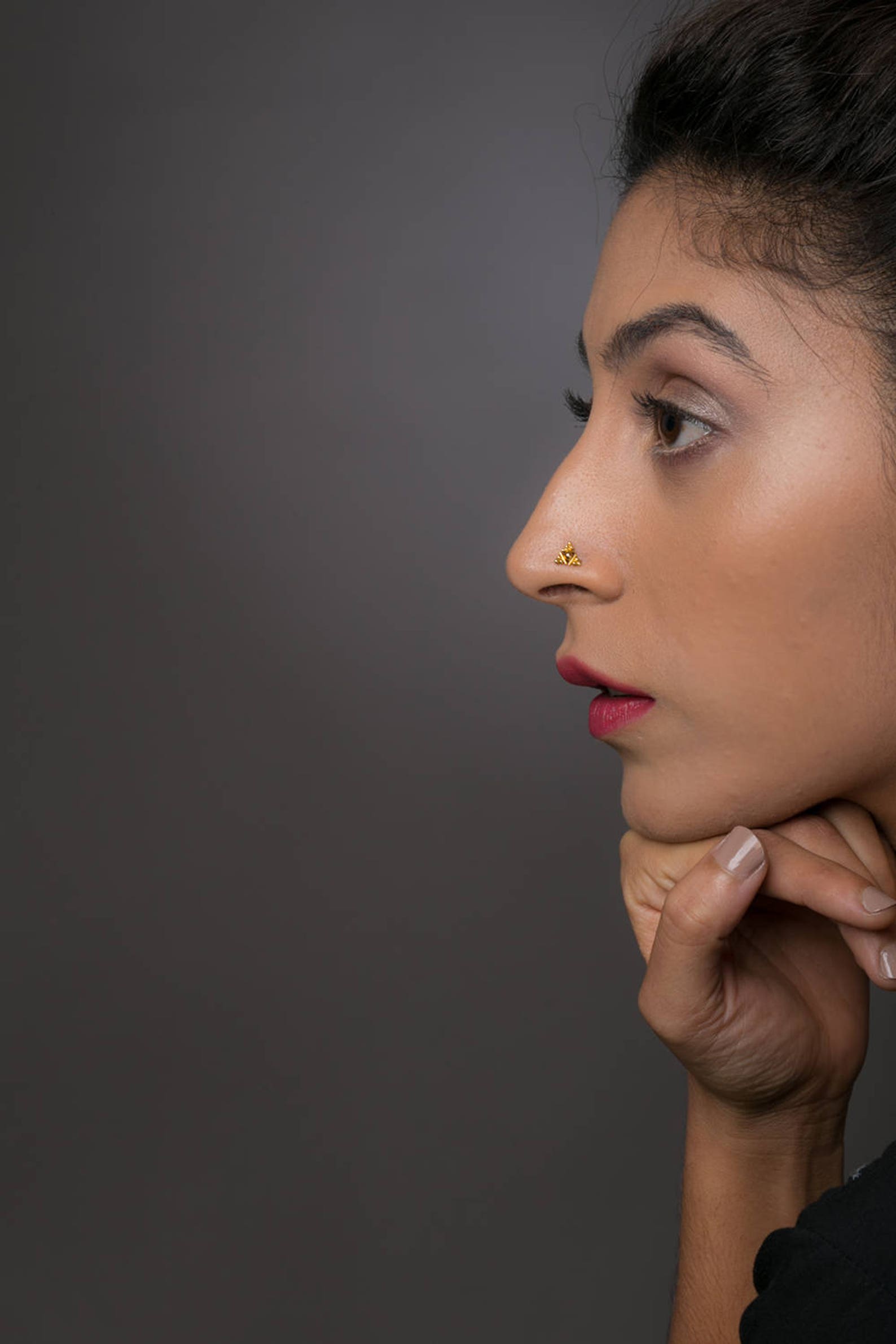 India Nose Stud Triangle Nose Stud Gold Nose Screw Nose | Etsy