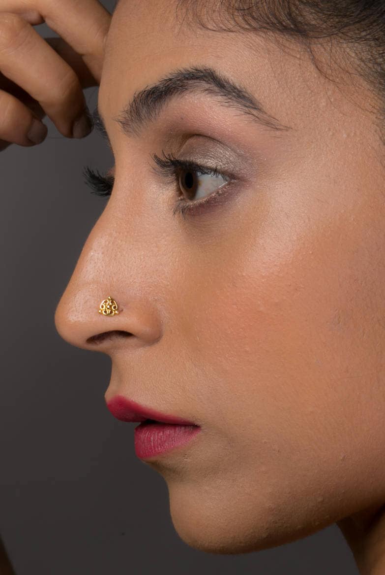 Gold Nose Stud Indian Nose Jewelry Solid Gold Nose Ring - Etsy Israel