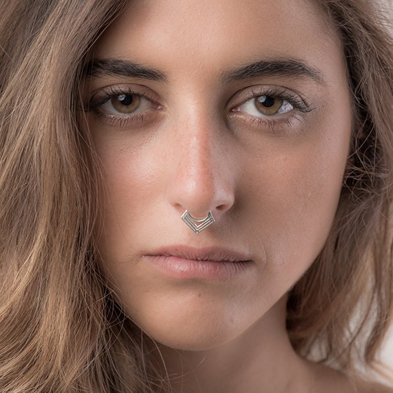 Geometric Silver Septum Ring 18g Septum Ring Silver Septums - Etsy