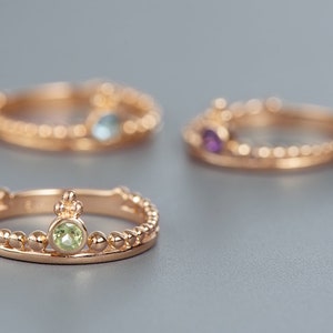 Small Purple Amethyst Stone Ring, Thin 14k Gold Amethyst Ring for Women ...