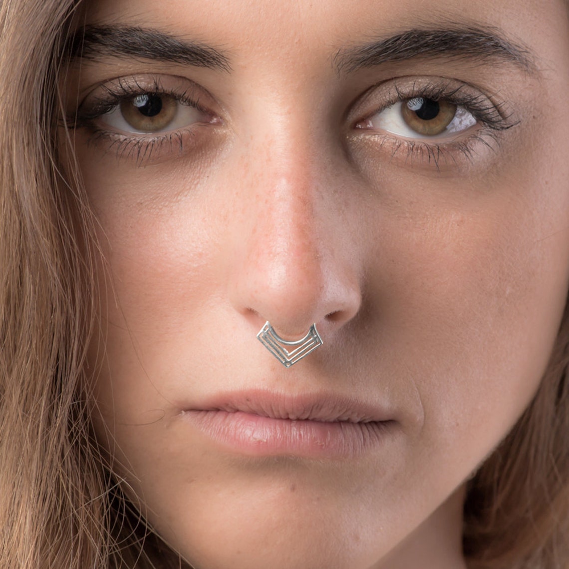 Geometric Silver Septum Ring 18g Septum Ring Silver Septums - Etsy