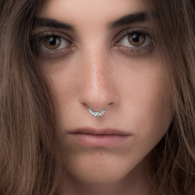 Fake Septum Ring Sterling Silver Septum Nose Ring Stone - Etsy