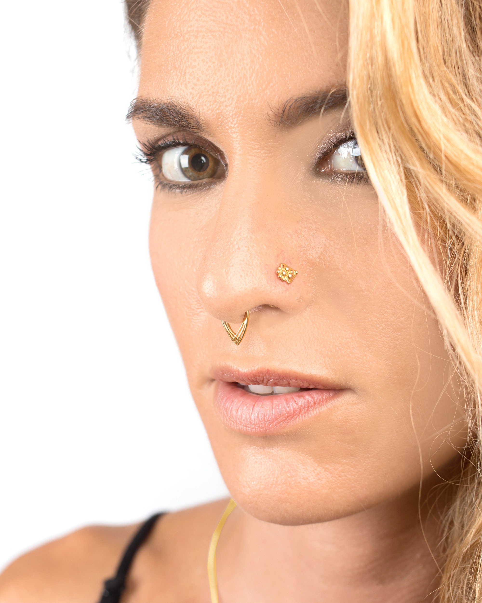 Nose Piercing Set Gold Nose Studs Gold Septum Ring 14K | Etsy