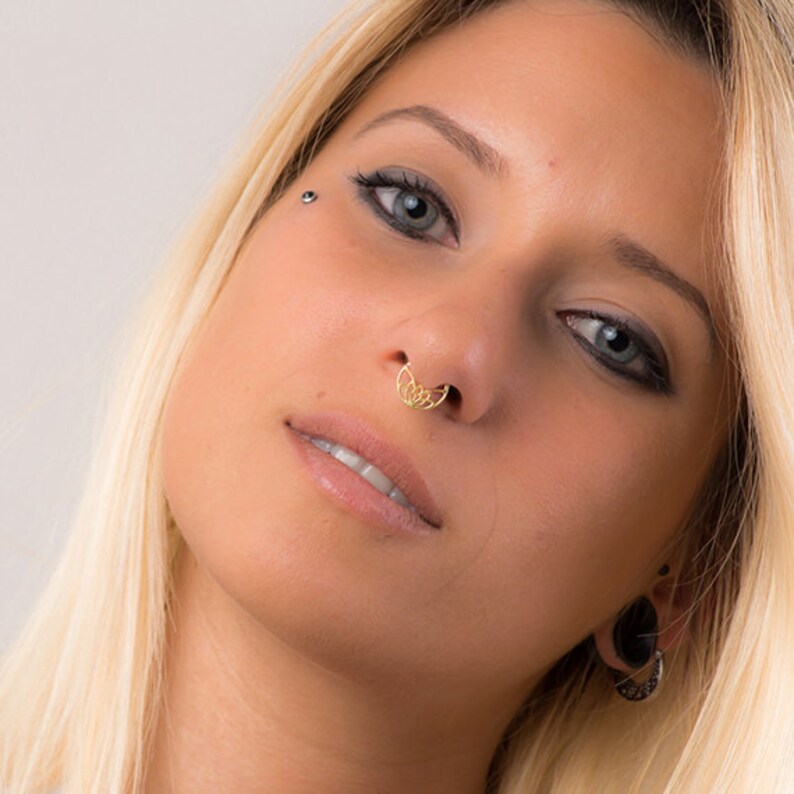 Fake Septum Ring in Gold for Non Pierced Nose Faux Septum - Etsy Israel