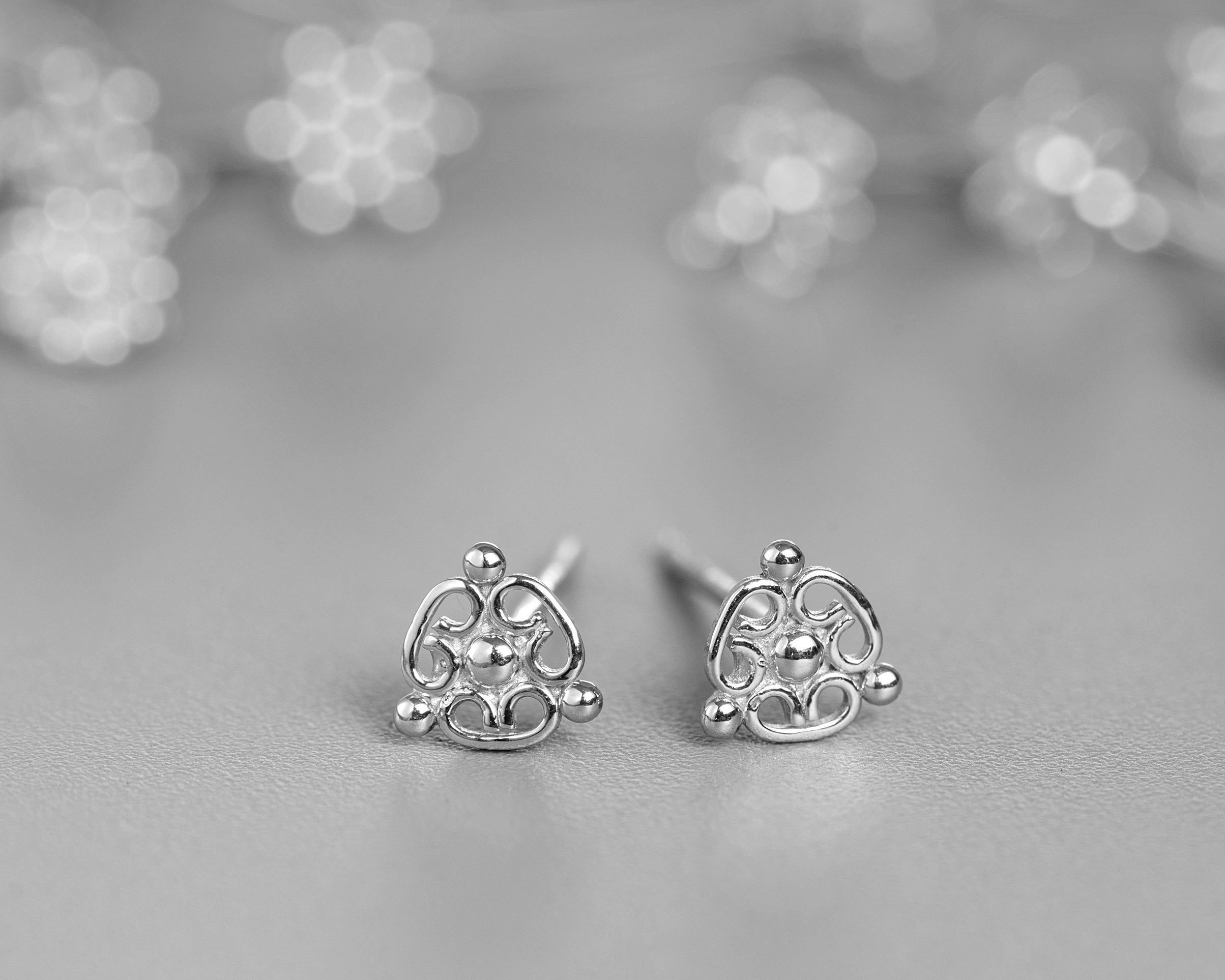 Silver Earrings for Women Unique Stud Earrings Tiny Earrings - Etsy