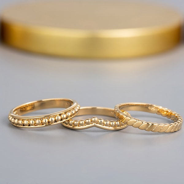 14k Gold Ring Set - Etsy