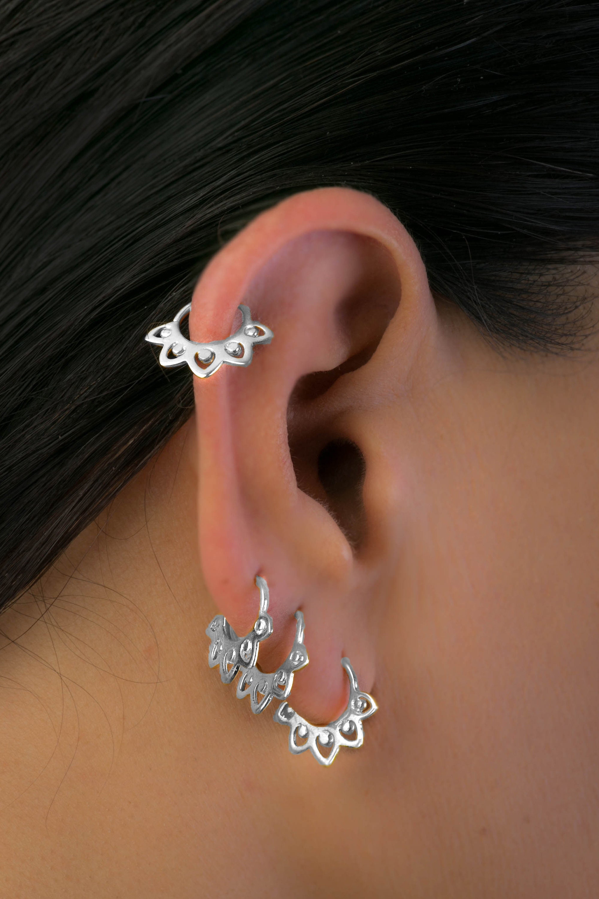 Earring Set Lotus Earrings Hippie Piercing Cartilage | Etsy