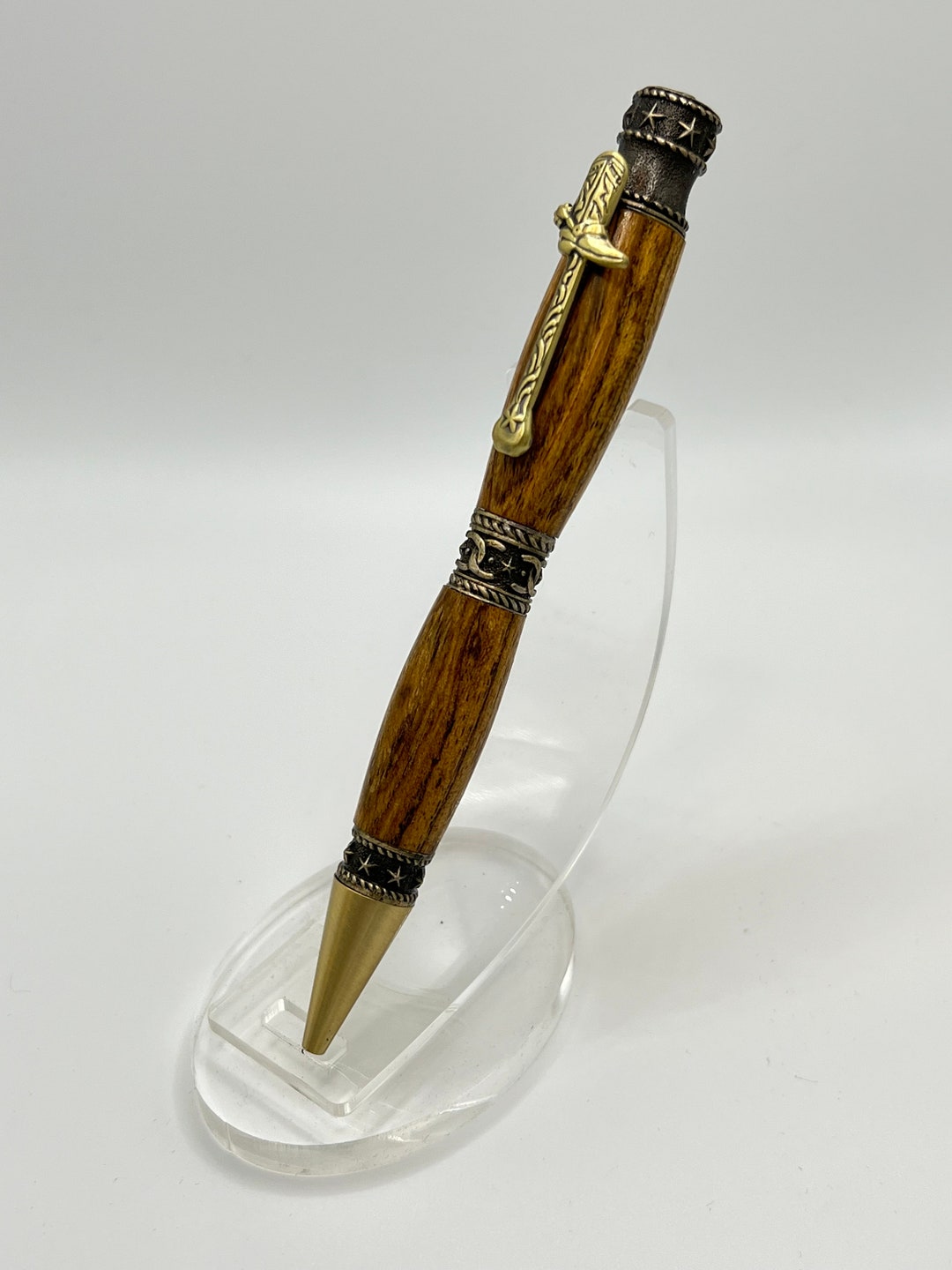 CBY - Beautiful Bocote Wood Cowboy / Western Ink Pen With Antique Brass ...