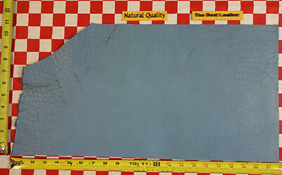 Horween Sky Blue Bison 6 Oz Leather Piece, 21" X 11", Nat. Qlty - Look ...