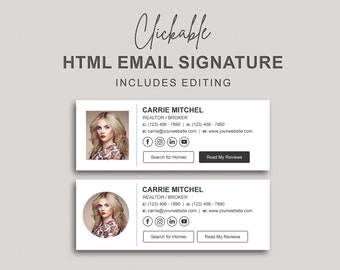 Clickable HTML Signature With Social Media Icons and Buttons | Etsy