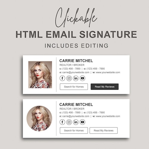 Email Signature Clickable HTML Email Signature Custom Gmail - Etsy
