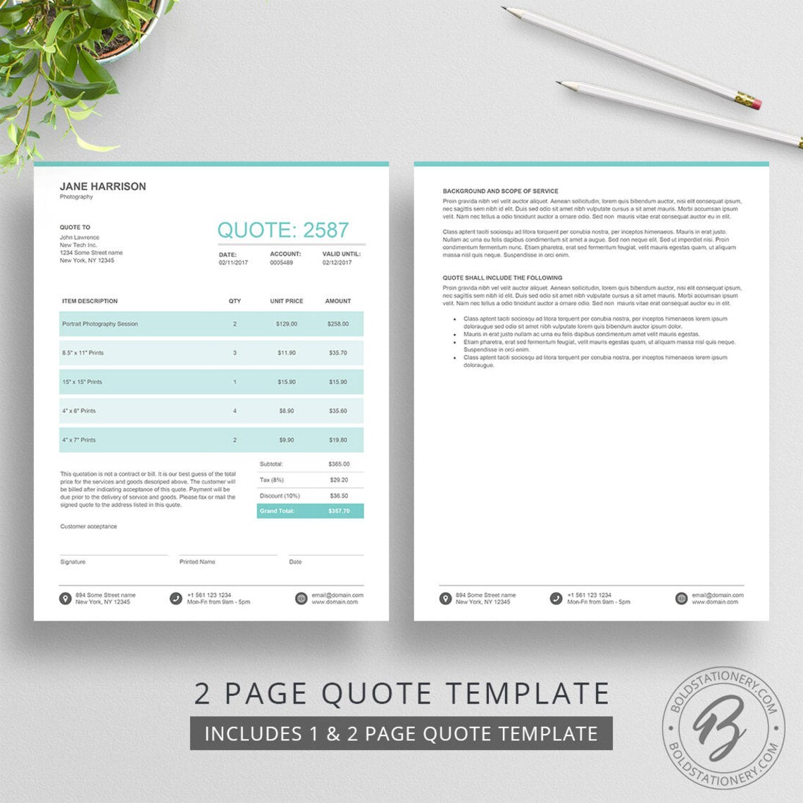 Invoice Template 03 Quote Template Receipt Template | Etsy