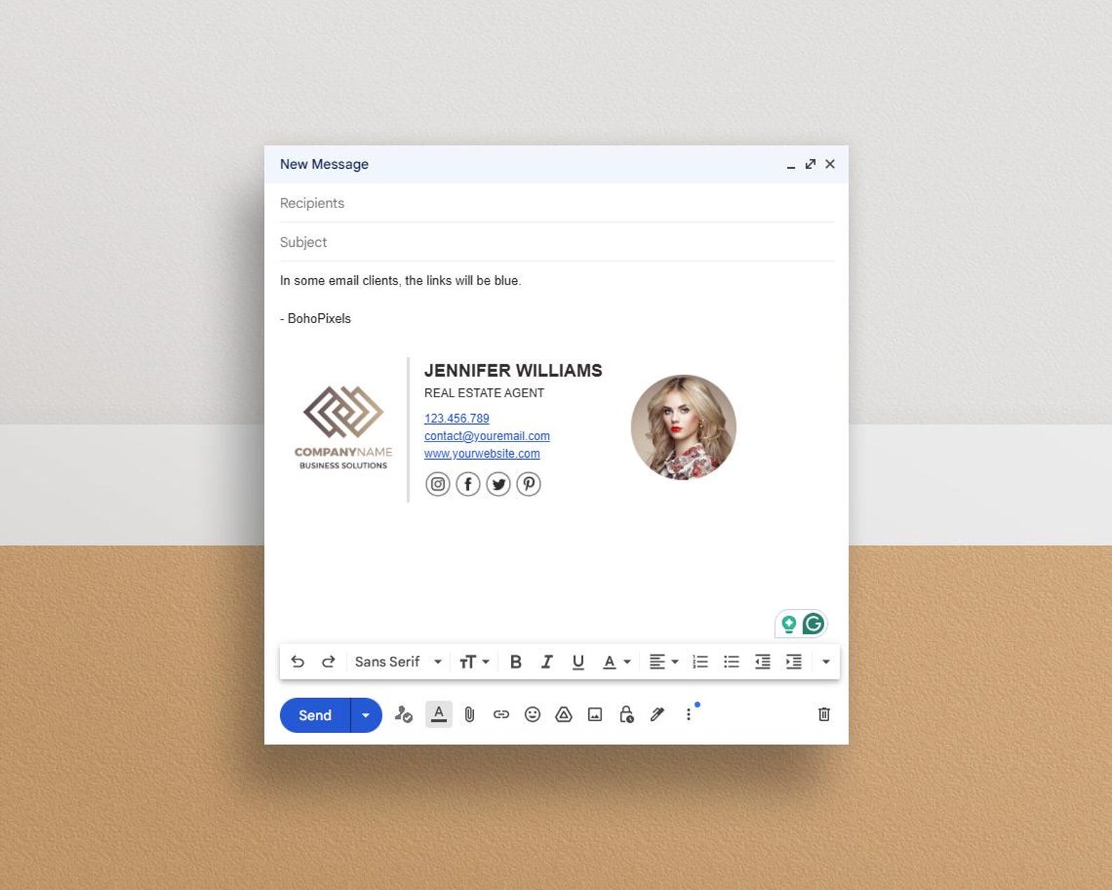 Clickable HTML Email Signature, Apple Mail Signature, Gmail Signature ...