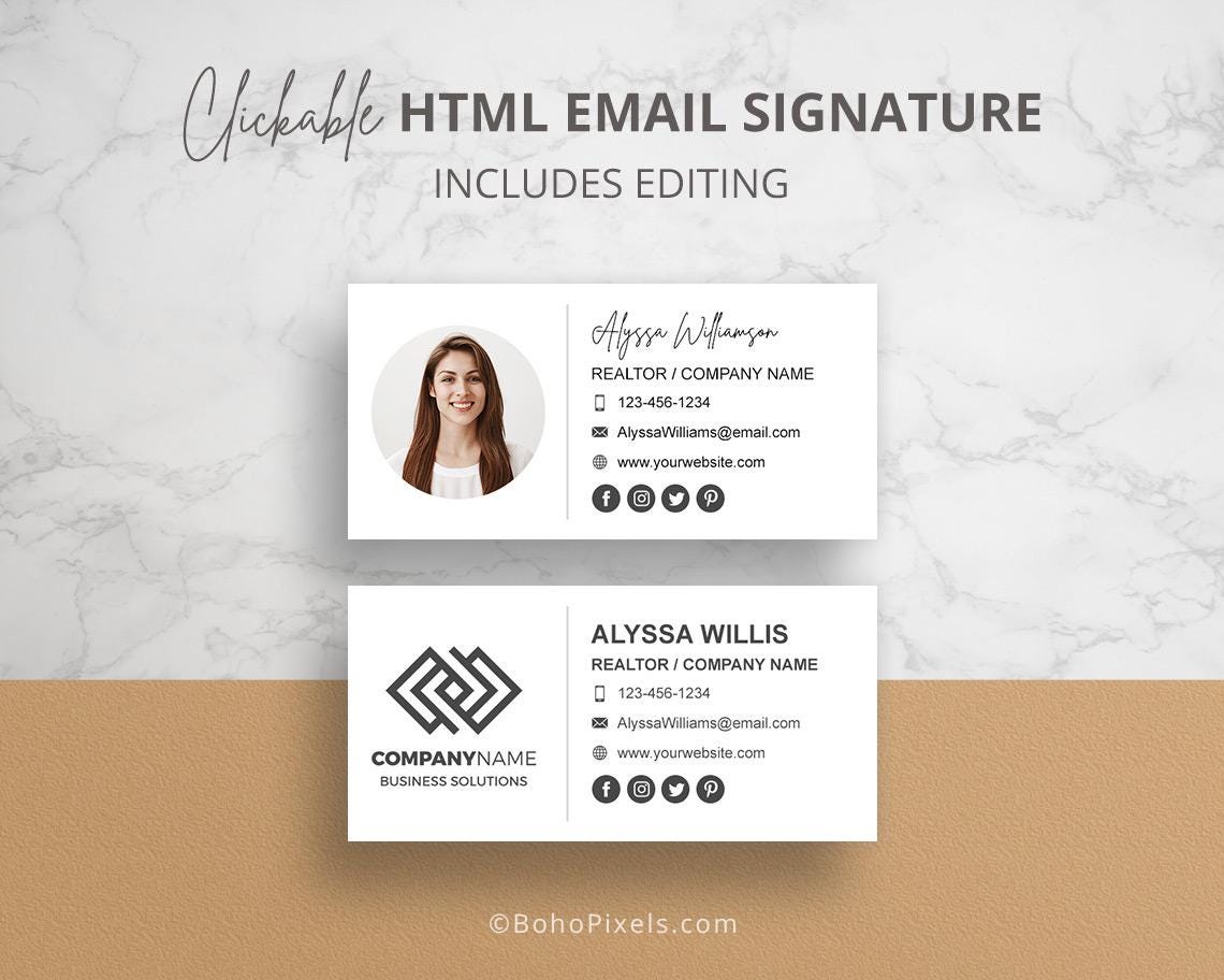Email Signature With Picture, Clickable HTML Email Signature, Gmail ...