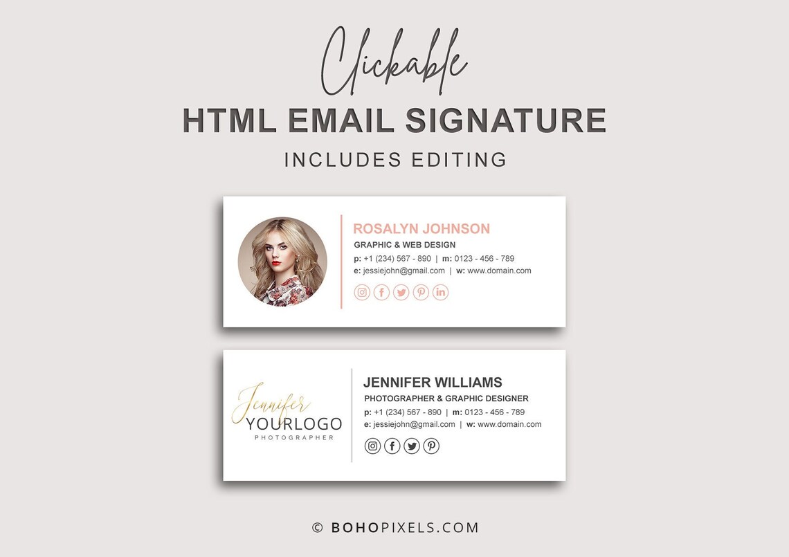 Email Signature Clickable HTML Email Signature Custom Gmail - Etsy
