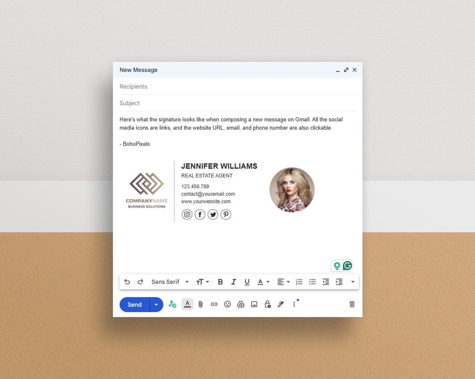Clickable HTML Email Signature, Apple Mail Signature, Gmail Signature ...