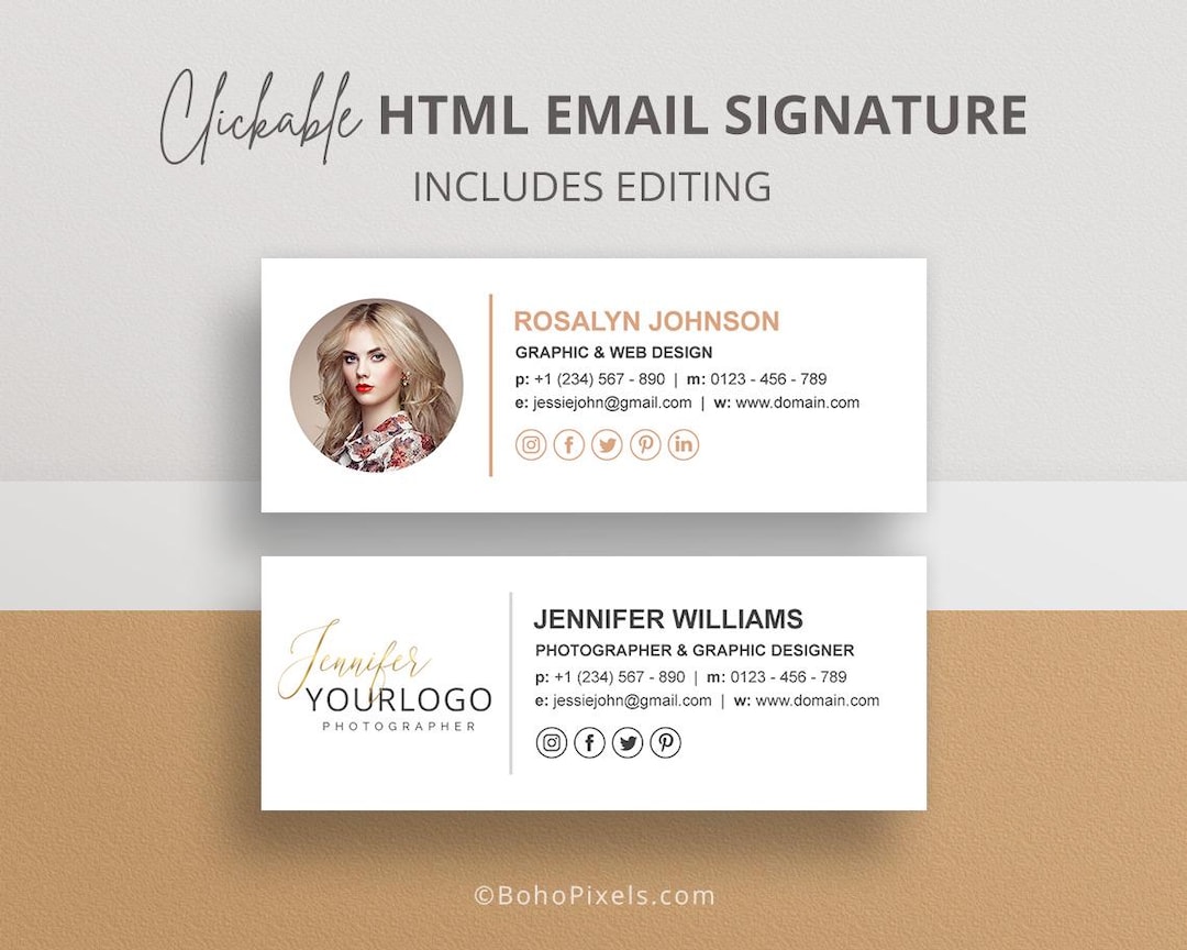 Email Signature, Clickable HTML Email Signature, Gmail Signature ...