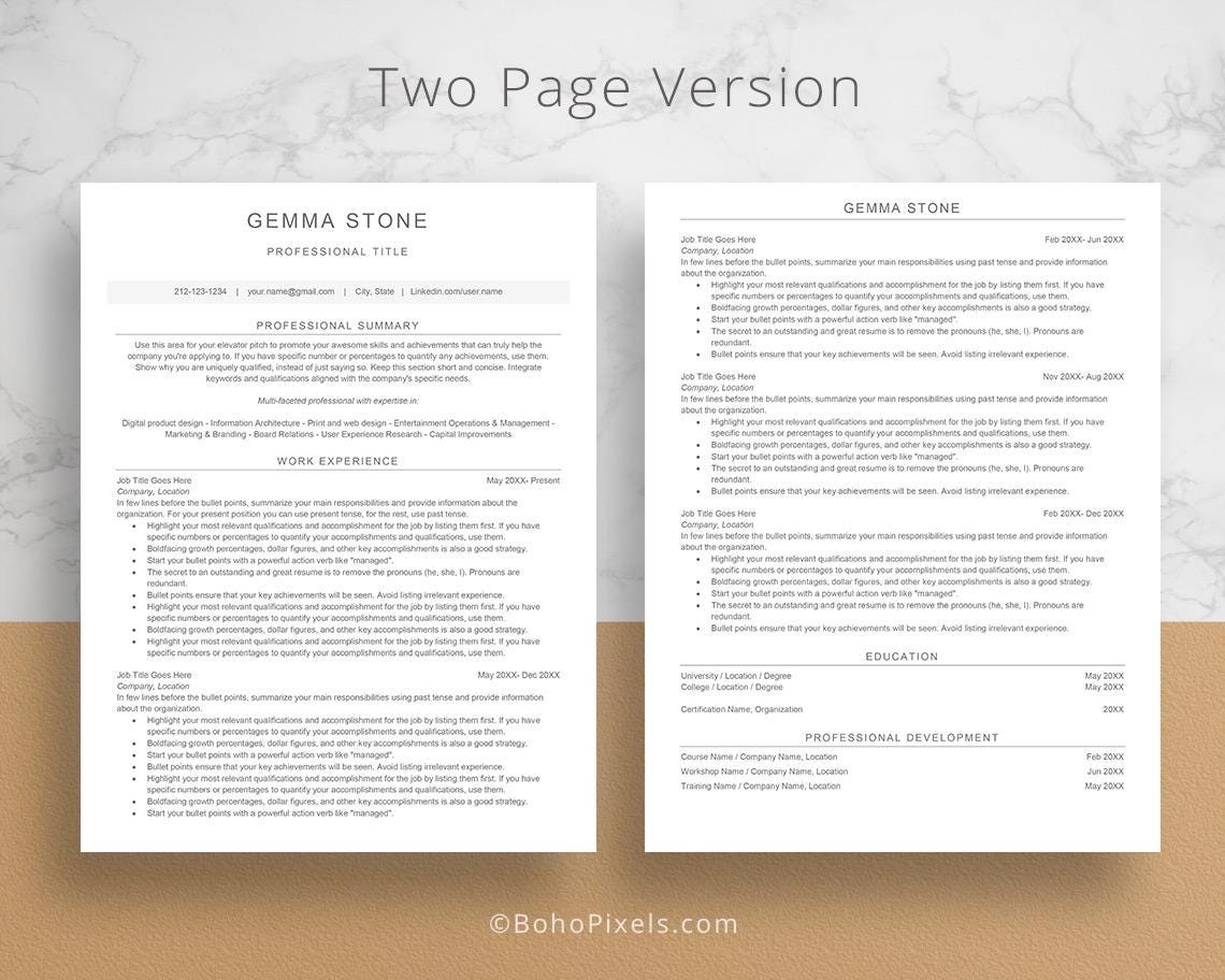 Minimalist ATS Resume Template for Google Docs, Word and Pages, ATS ...
